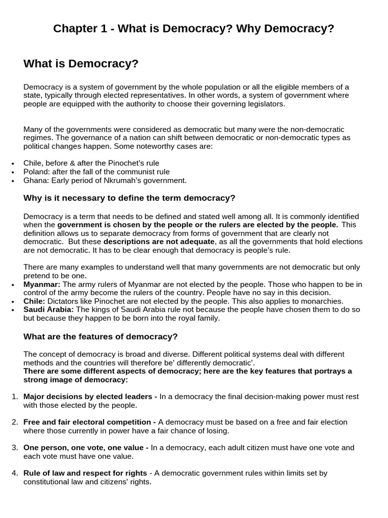 What Is Democracy Why Democracy Notes | PDF | Elections | Democracy