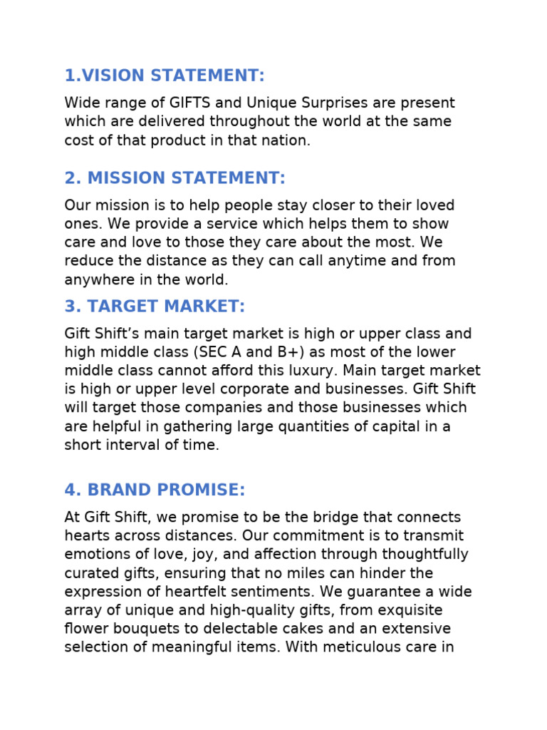 Vision Statement | PDF | Brand | Gift