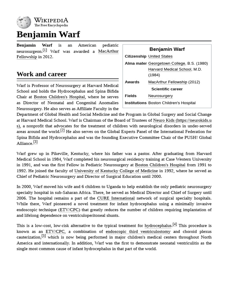 Benjamin_Warf | PDF | Surgery | Medicine