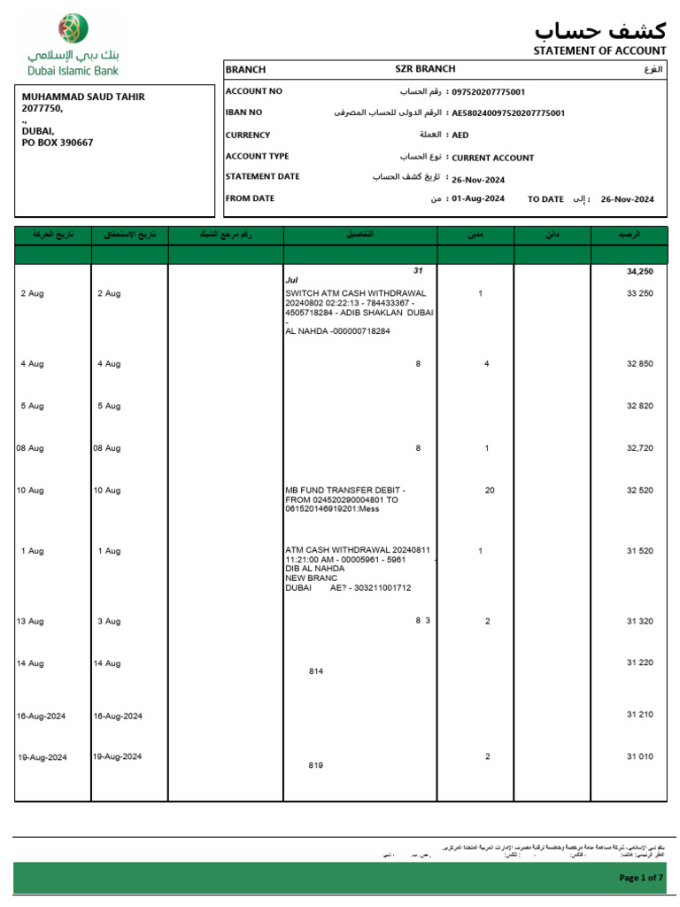 ARFAN DIB OK HY | PDF | Debit Card | Transaction Account