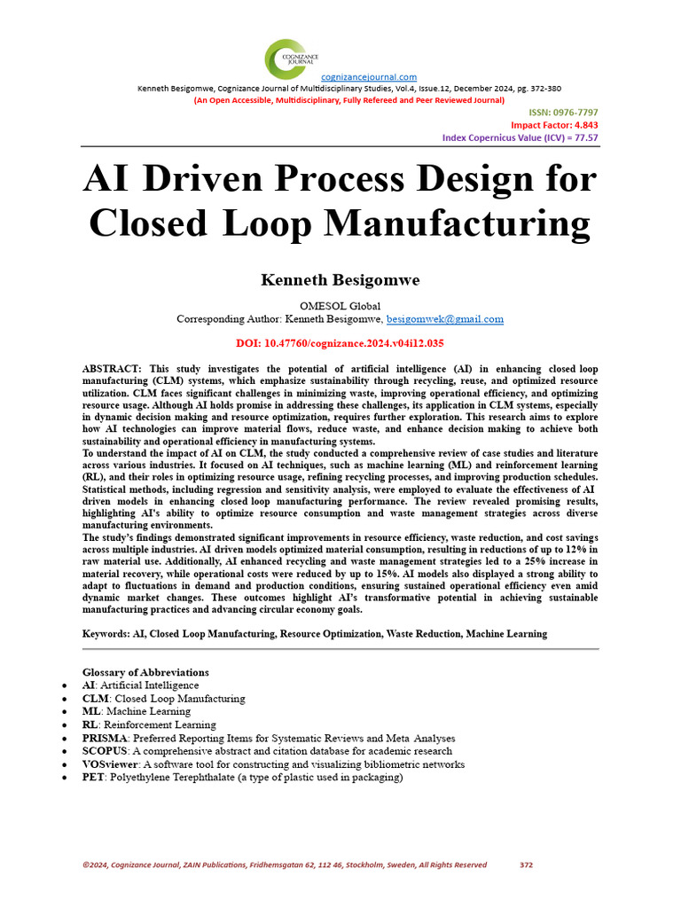 AI in Closed-Loop Manufacturing | PDF | Artificial Intelligence | Intelligence (AI) & Semantics