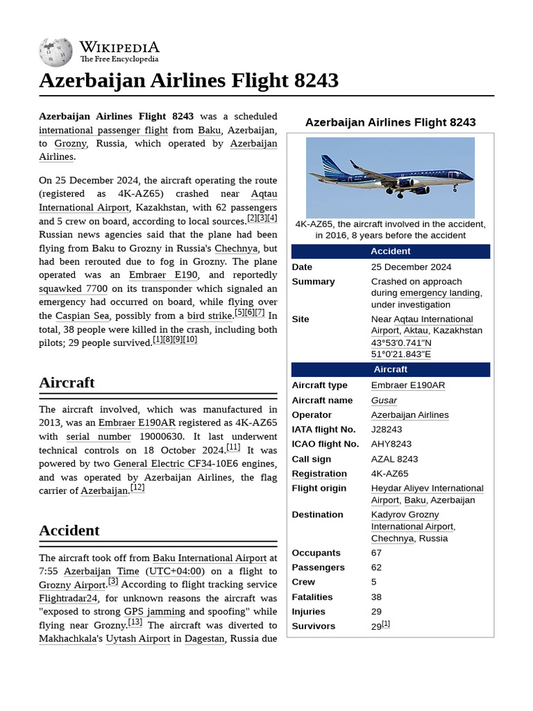 Azerbaijan Airlines Flight 8243 | PDF | Aviation