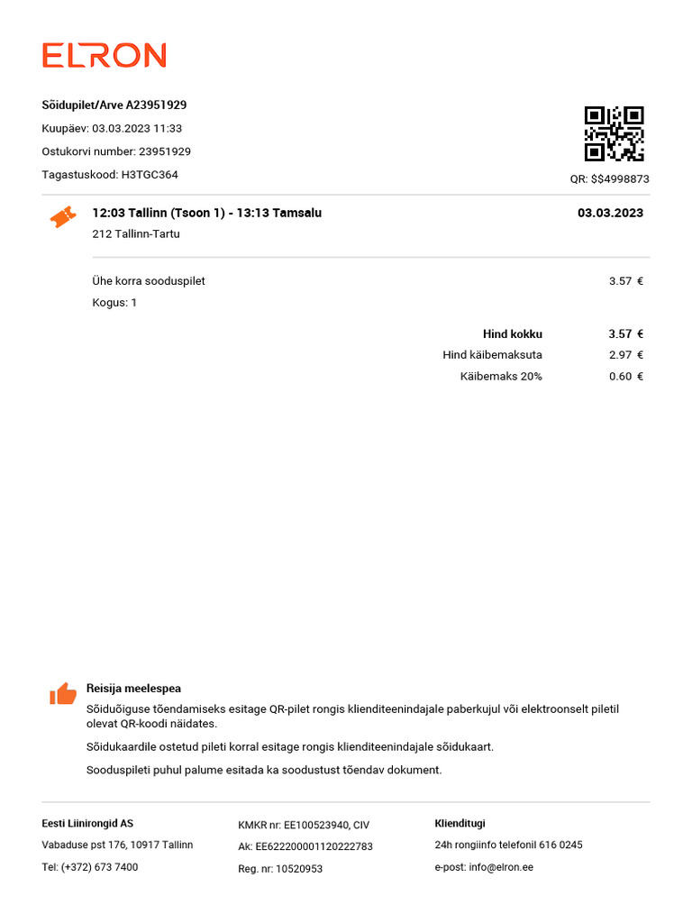 Elron Arve NR 23951929 | PDF