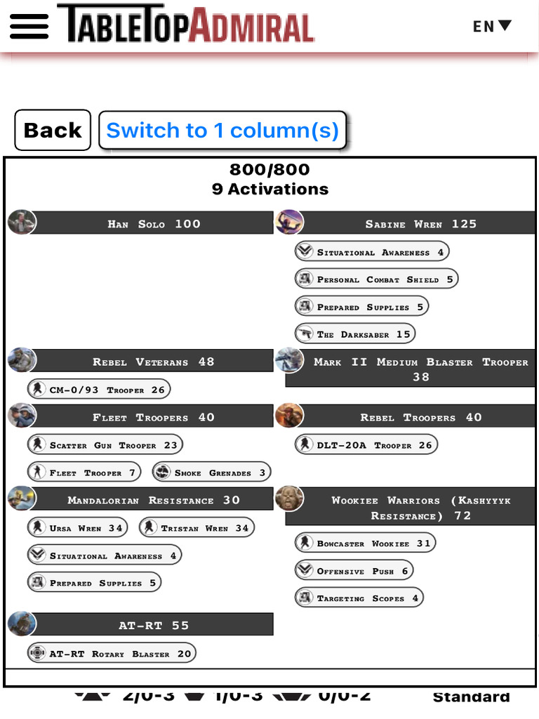 Tabletop Admiral Star Wars Legion List Builder 18 | PDF