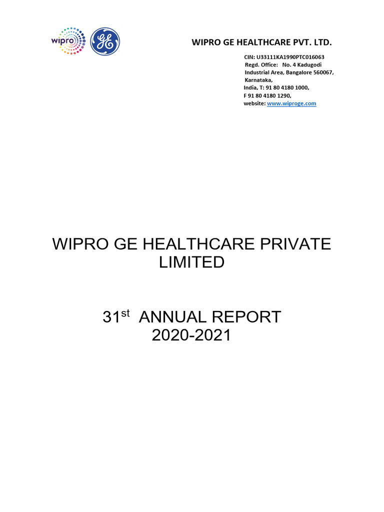 Wipro GE Healthcare Annual Report 2020-21 | PDF | Share Repurchase ...