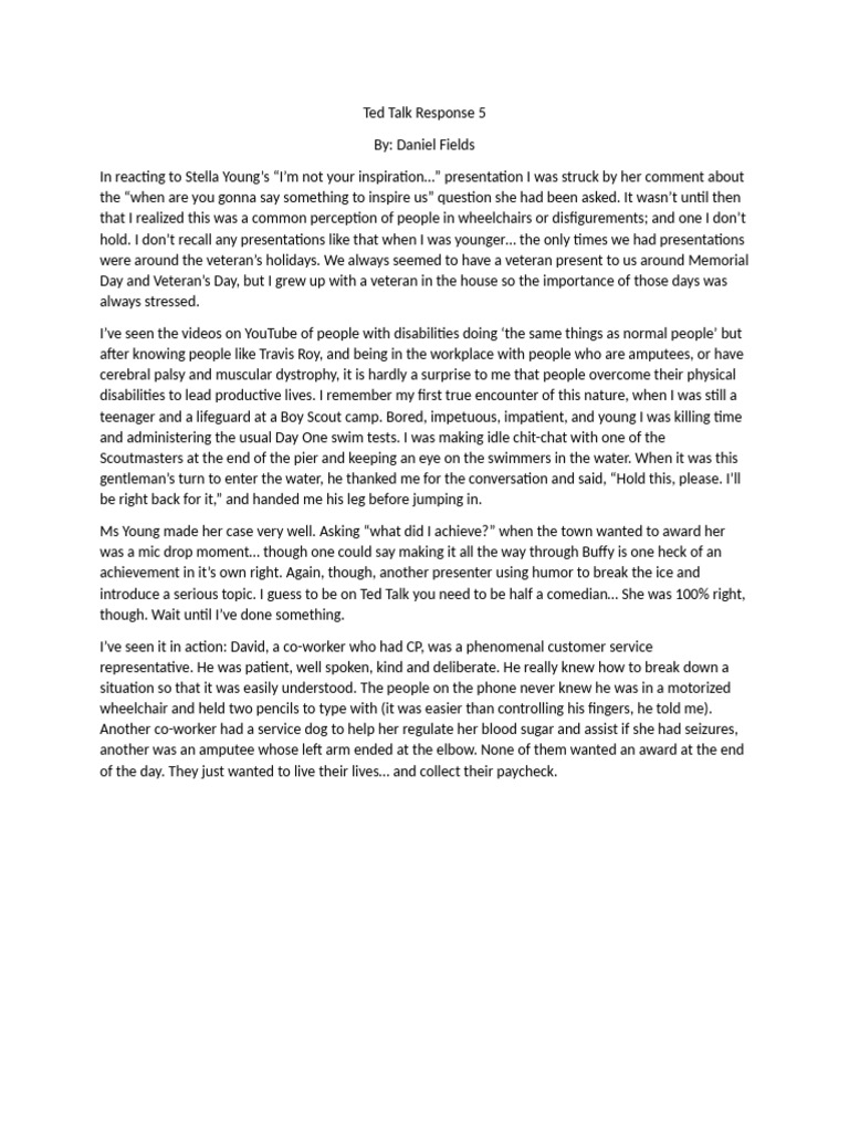 Ted Talk Response 5 | PDF