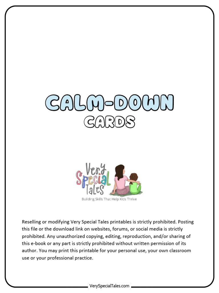 Anger Management For Kids Calming Down Cards Very Special Tales Jan ...