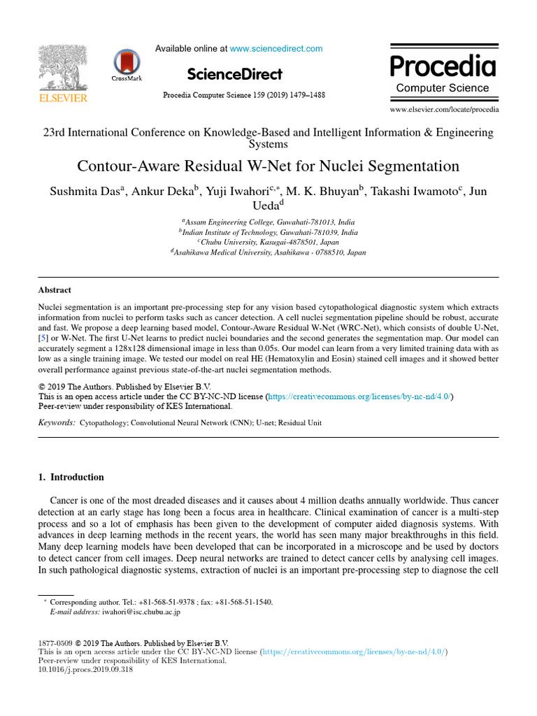 Contour-Aware Residual W-Net For Nuclei Segmentation | PDF | Image Segmentation | Computational ...