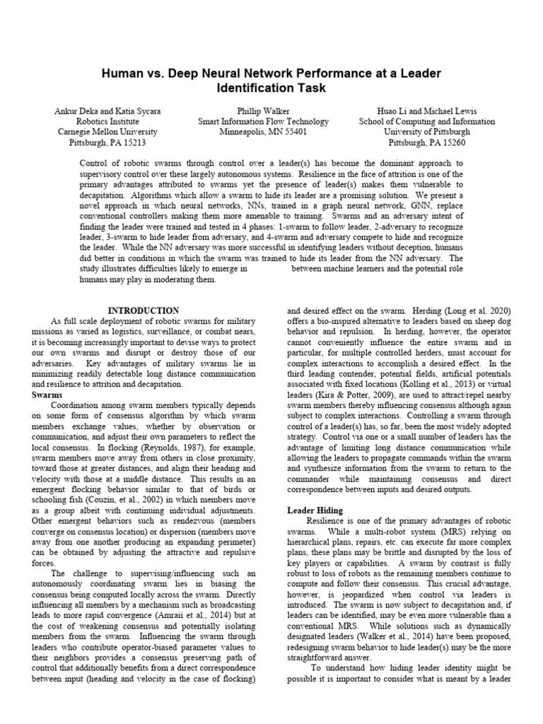 Human vs. Deep Neural Network Performance at A Leader Identification ...
