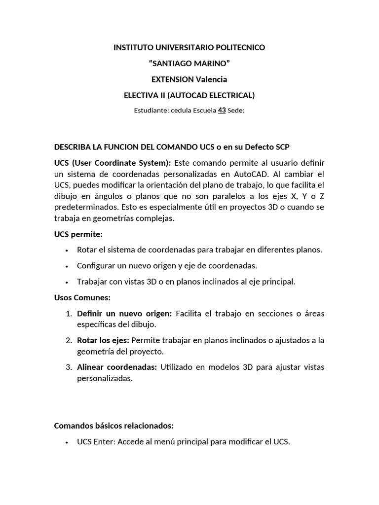 FUNCION DEL COMANDO UCS o en Su Defecto SCP | PDF | Dibujo