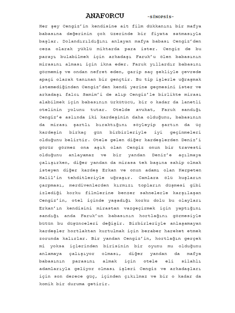 Anaforcu Sinopsis Ornek | PDF