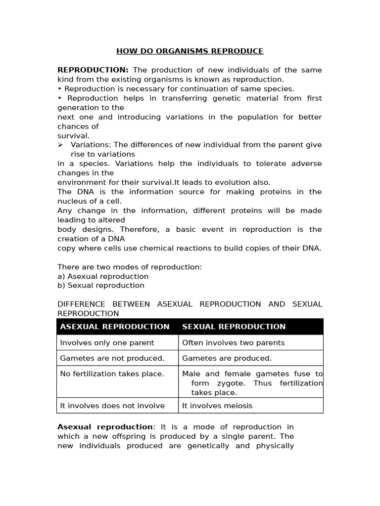 Reproduction in Organisms Explained | PDF | Flowers | Reproduction
