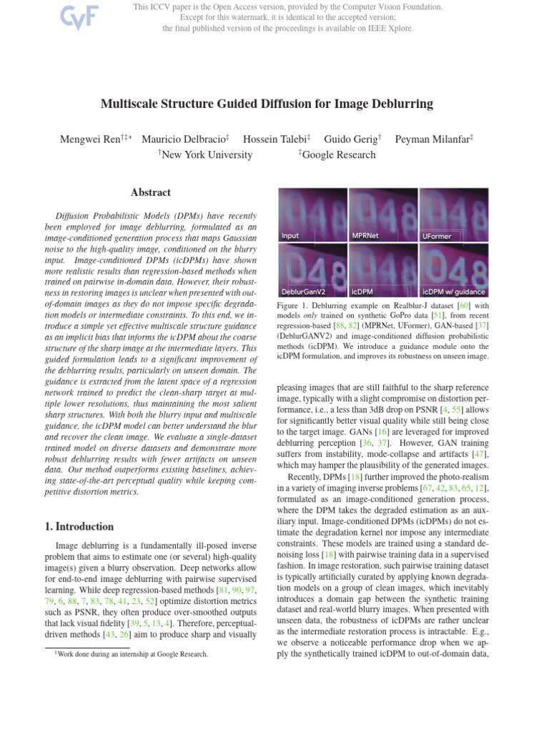 Ren Multiscale Structure Guided Diffusion For Image Deblurring ICCV 2023 Paper | PDF ...