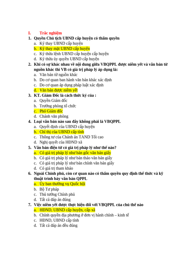 Nhận định và trắc nghiệm STVB | PDF