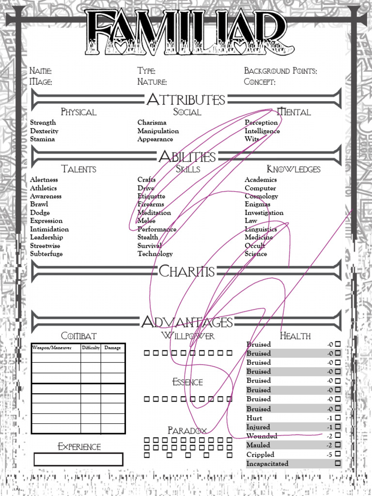 Mage Familiar Editable | PDF | Role Playing Games | Role Playing Video ...