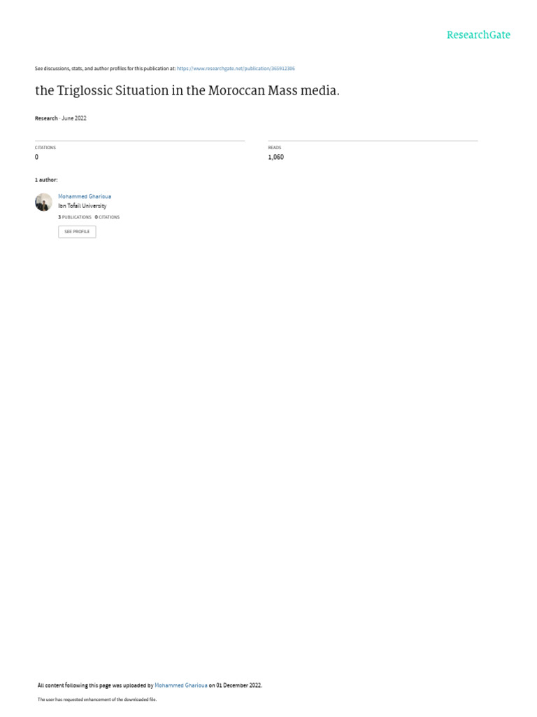 theTriglossicSituationintheMoroccanMassmediaoriginal | PDF | Arabic ...