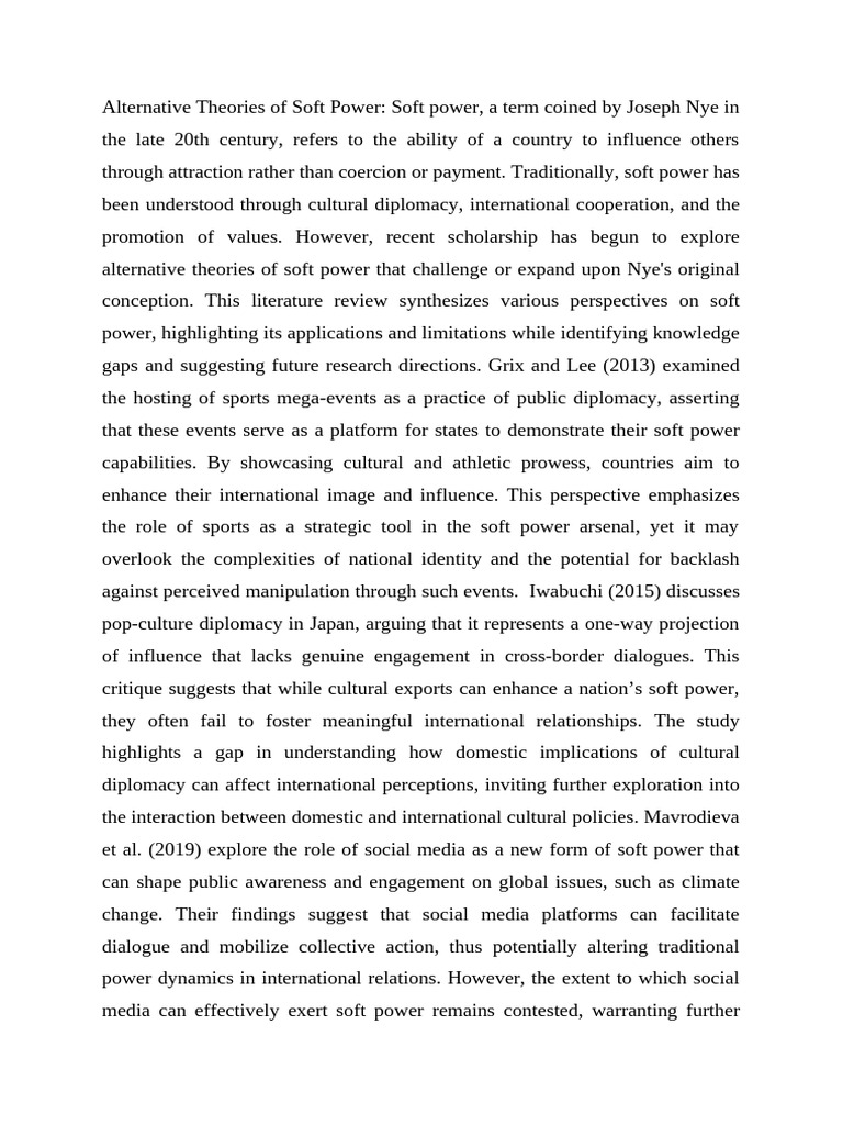 Alternative Theories of Soft Power | PDF | Soft Power | Power (Social And Political)