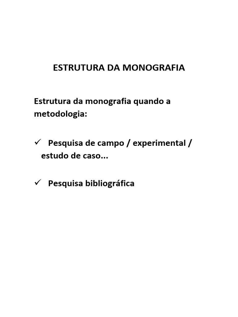 MTD Esquema Estrutura Da Monografia | PDF