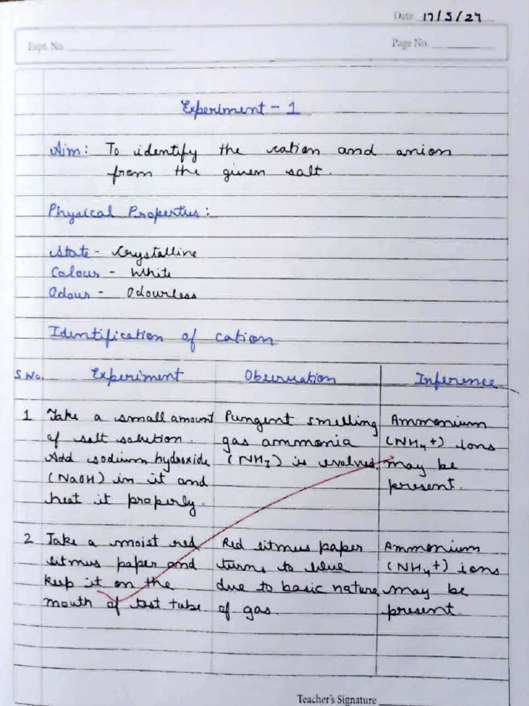 Chemistry lab manual work class10 | PDF