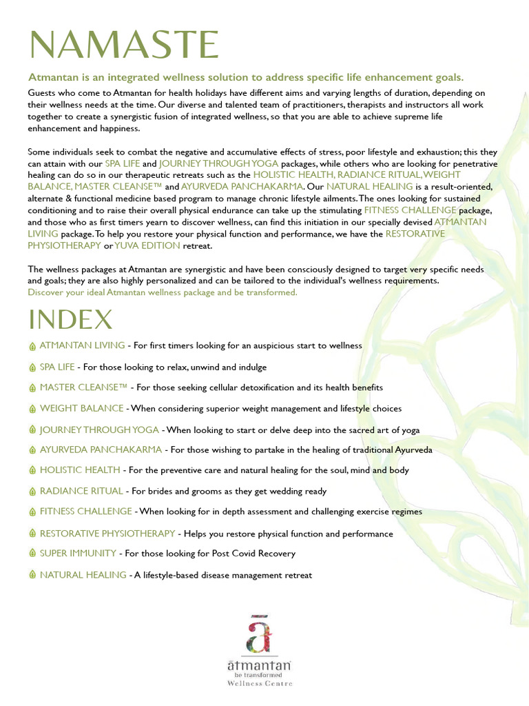 Atmantan Retreat Brochure Nov2024 | PDF | Ayurveda | Yoga
