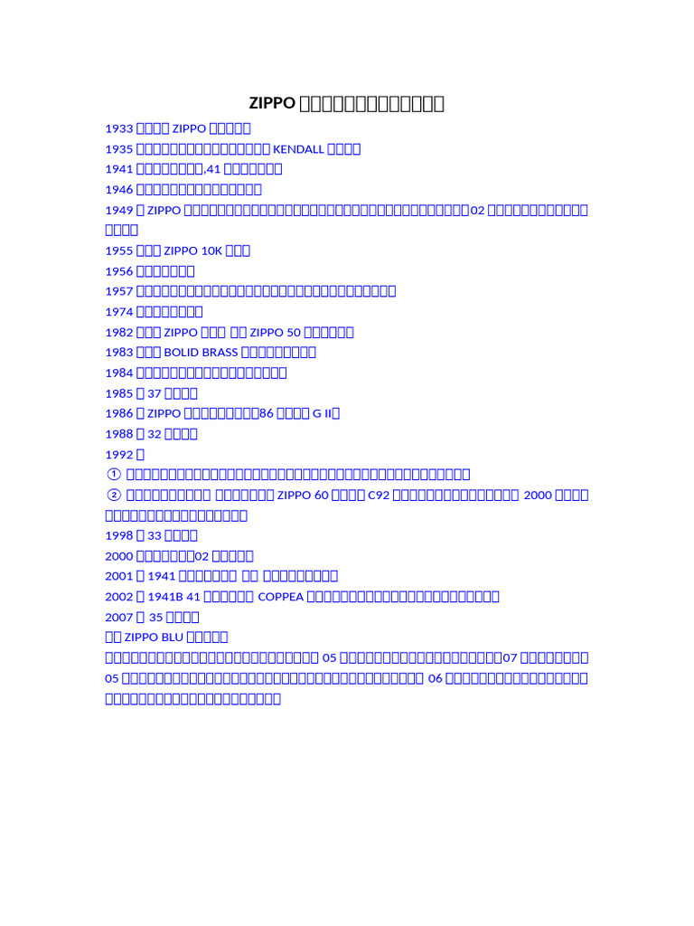 ZIPPO打火机史上各种首版和第一次 | PDF