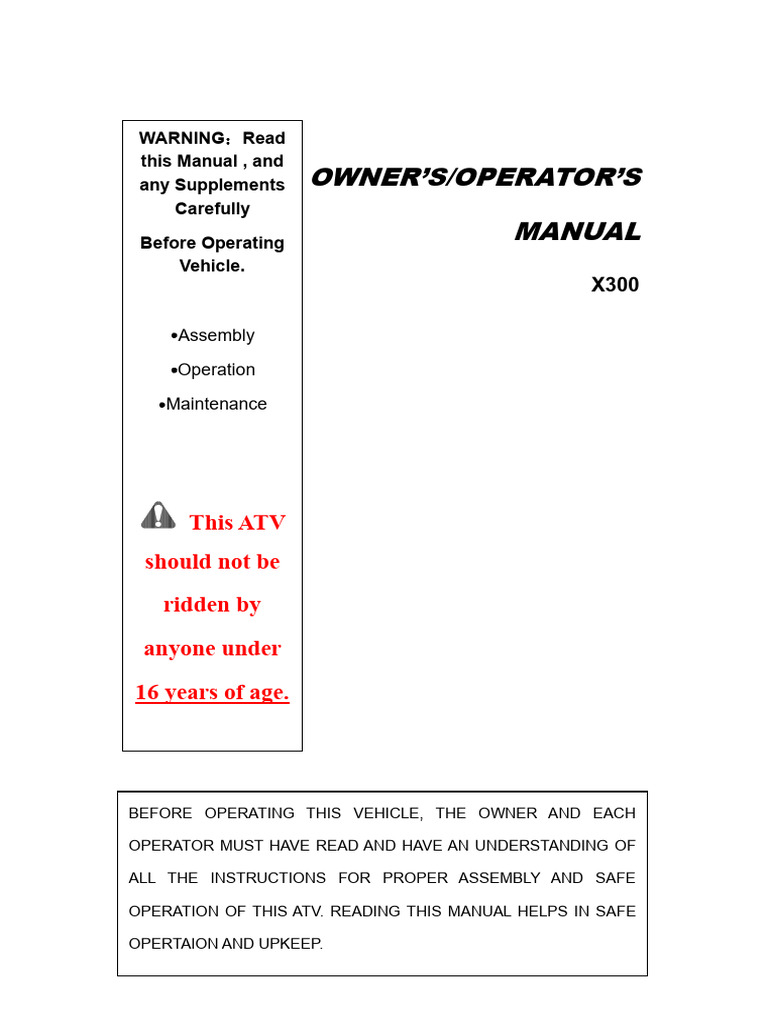 Crossfire X300 Owners Manual | PDF | Radiator | Brake