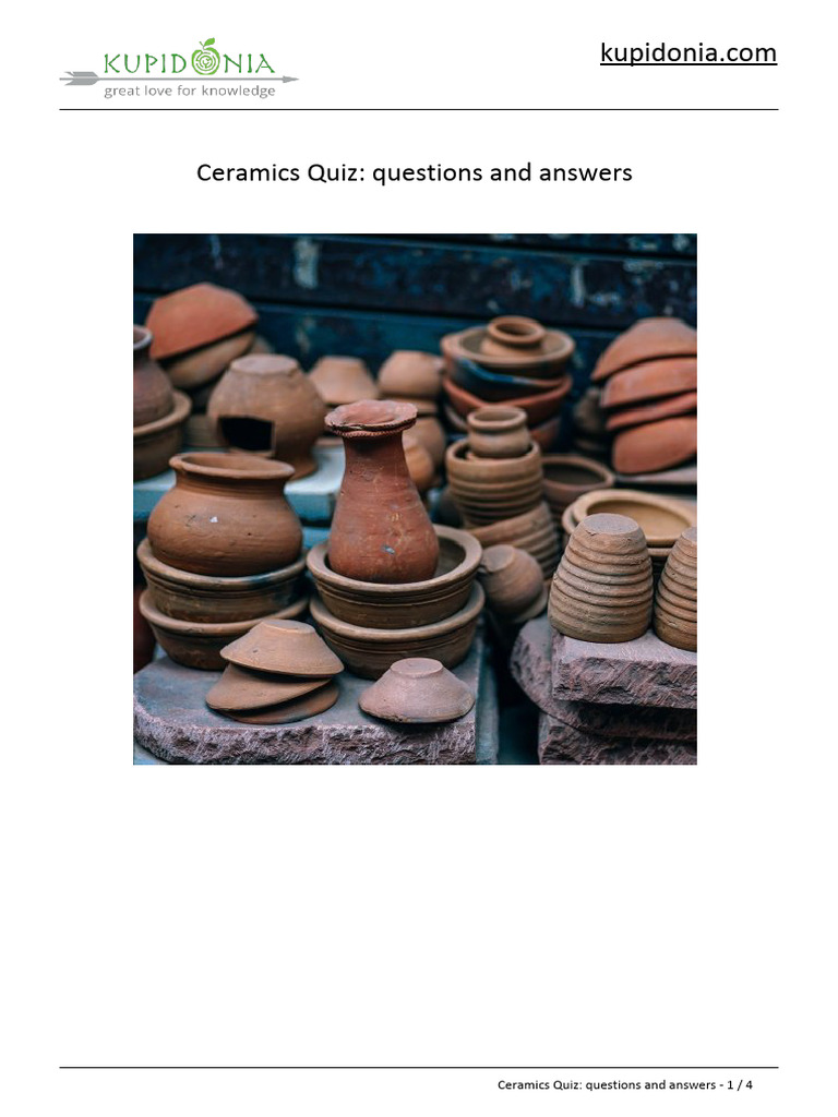 Quiz Ceramics | PDF | Ceramics | Pottery
