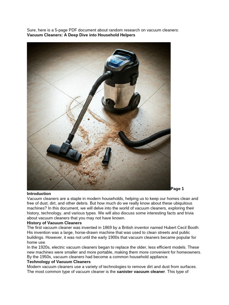 Vacuum Cleaner Insights & Guide | PDF | Vacuum Cleaner | Cleaning