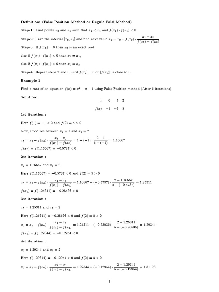 2) False Position Method (Regula Falsi Method) | PDF | Elementary ... 2) False Position Method (Regula Falsi Method) | PDF | Elementary ...