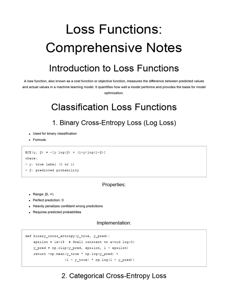 loss-functions | PDF | Statistical Classification | Errors And Residuals