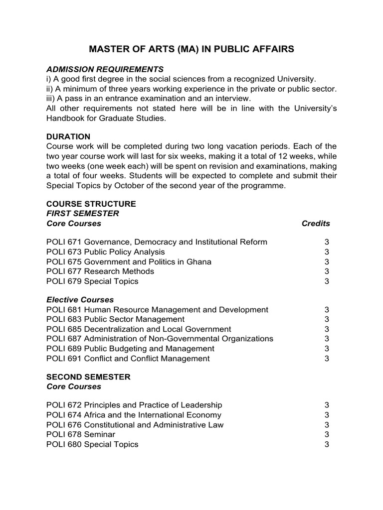 Political Science MA Public Affairs | PDF | Public Administration ...