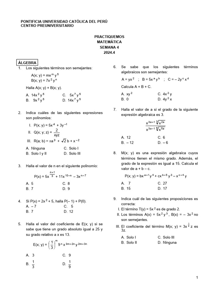 Practiquemos Semana 4 2024.4 CC | PDF | Triángulo | Geometría triangular
