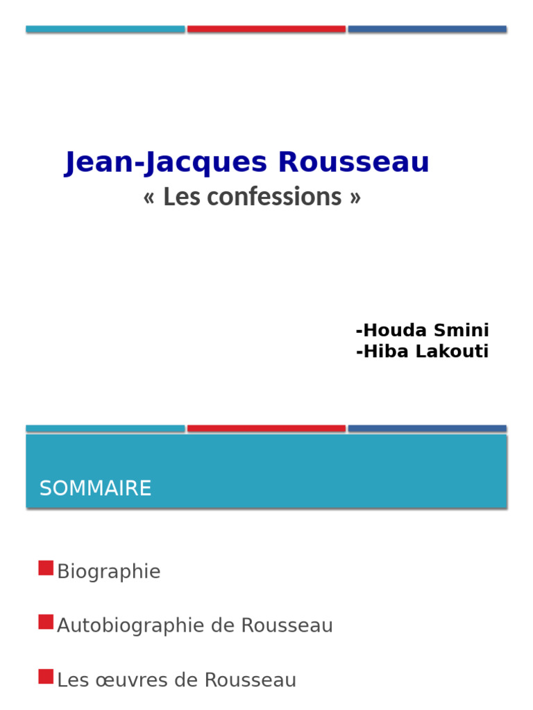 Présentation jean jaques rousseau | PDF | Jean-Jacques Rousseau | Autobiographies