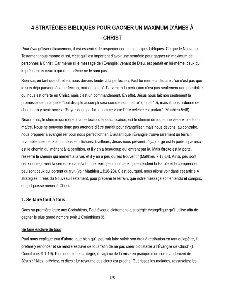 Stratégies pour Gagner des Âmes à Christ | PDF | Paul l'apôtre ...