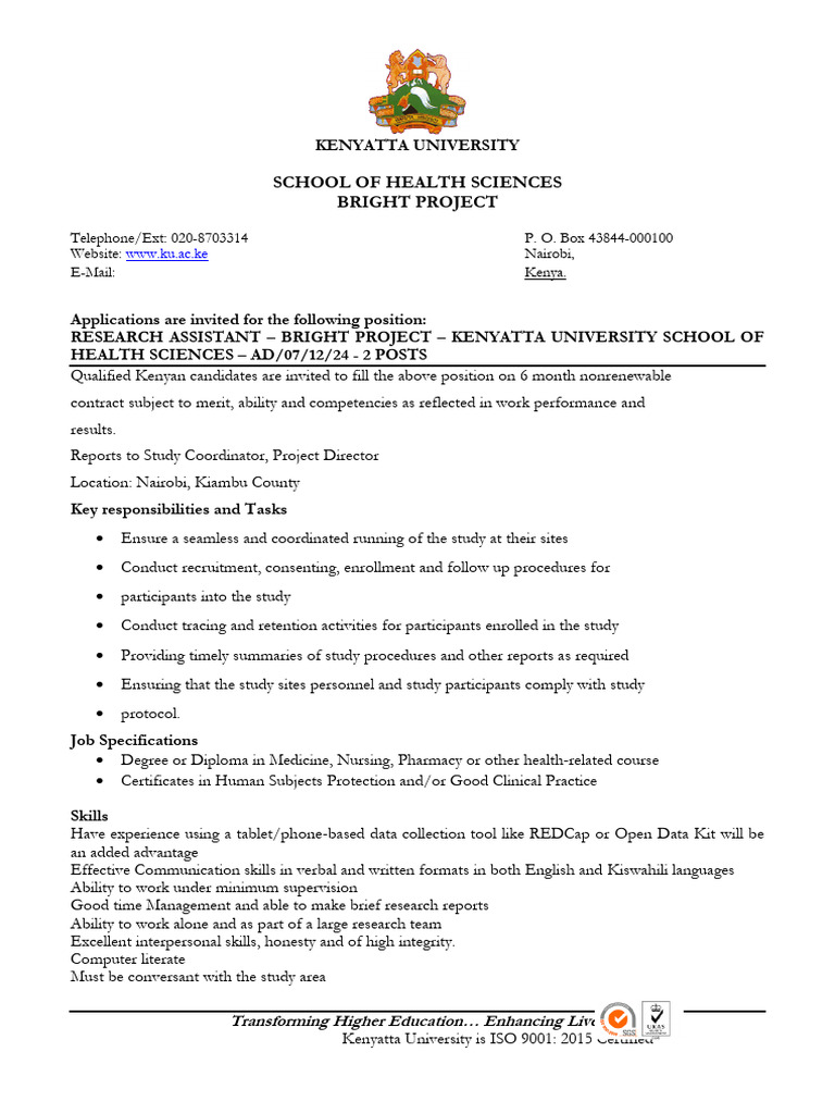 BRIGHT-PROJECT Call For Research Assistants | PDF