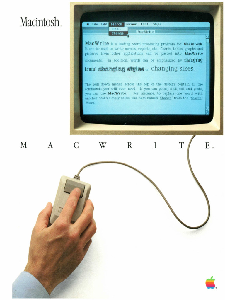 Macintosh. MacWrite Manual 1983 | PDF | Finder (Software) | Text