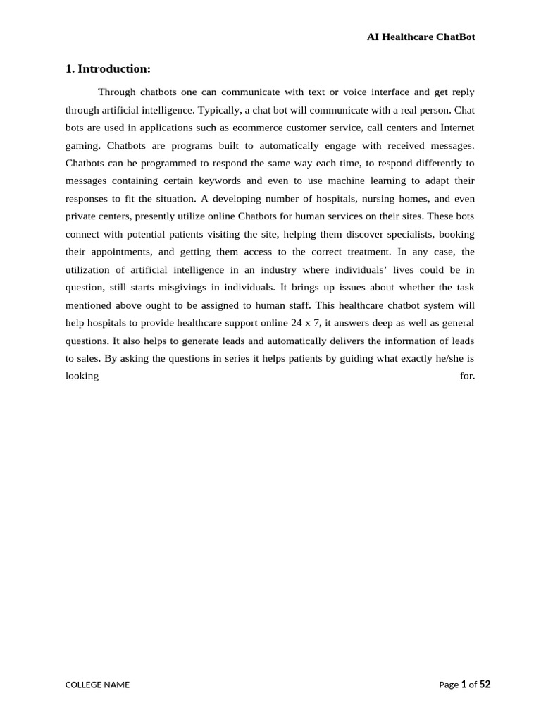 3 AI HEALTHCARE CHATBOT DOCUMENTATION | PDF | Databases | Html