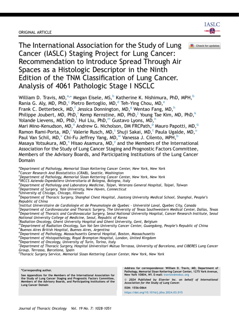 IASLC STAS 2024 | PDF | Lung Cancer | Carcinoma