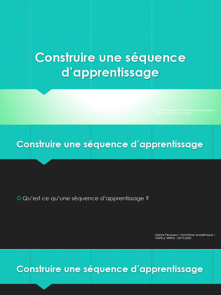 Guide pour construire une séquence d’apprentissage | PDF