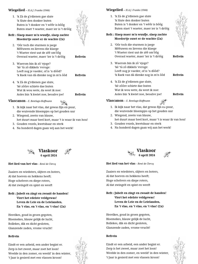 Liedteksten Vlaskoor Voor Publiek | PDF