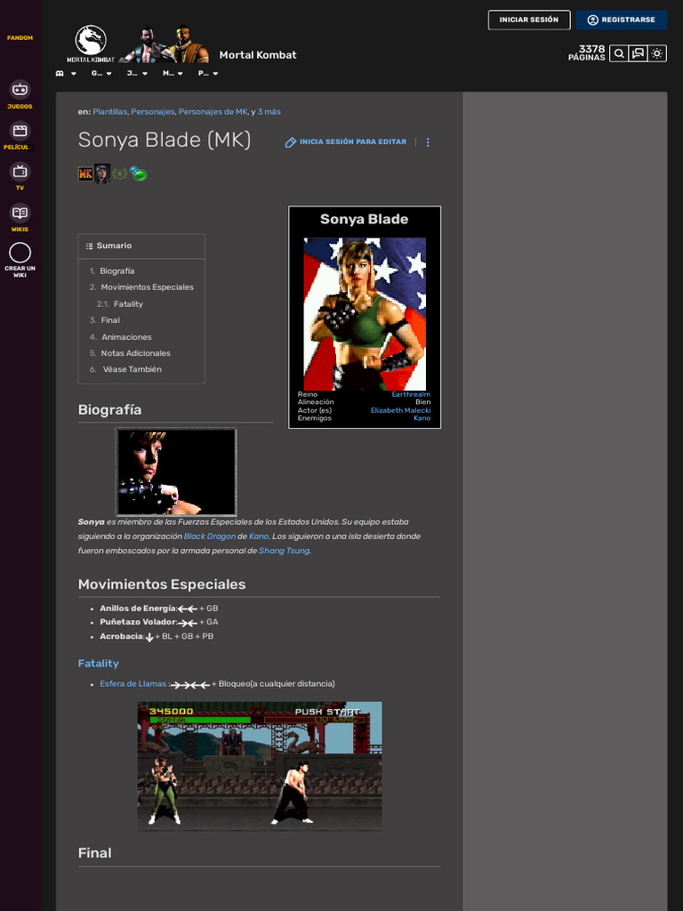 Sonya Blade (MK) - Mortal Kombat - Fandom | PDF