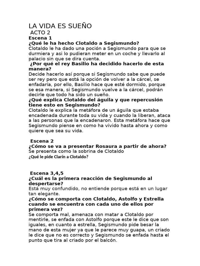 La Vida Es Sueño | PDF
