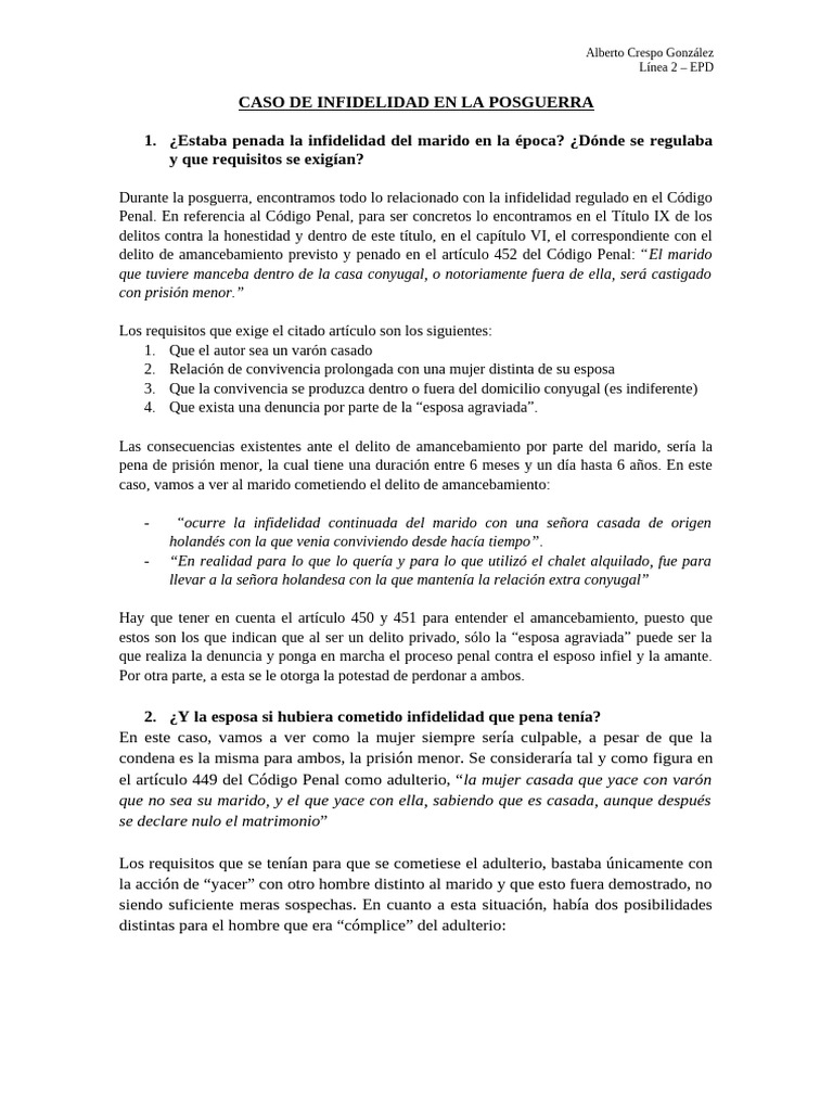 Caso de Infidelidad en La Posguerra | PDF | Adulterio | La sexualidad ...
