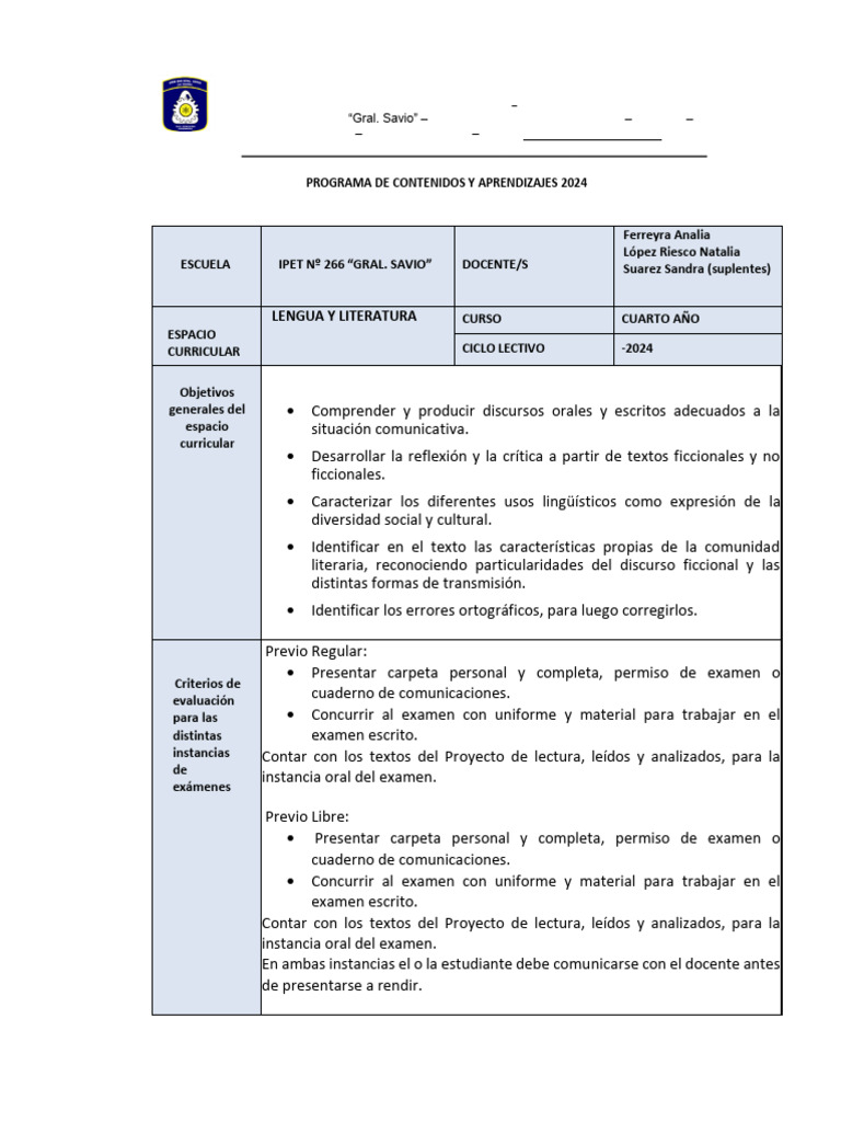 Lengua y Literatura 4to Programa 2024 | PDF | Narración | Infografia