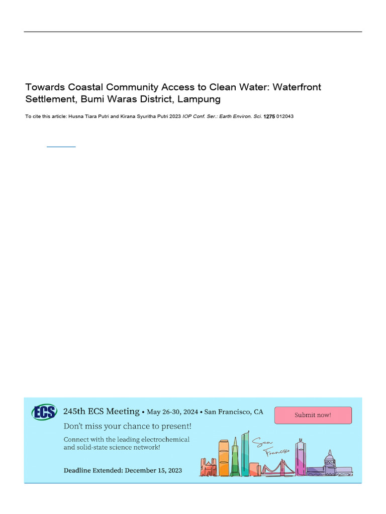 Towards Coastal Community Access To Clean Water - Waterfront Settlement ...