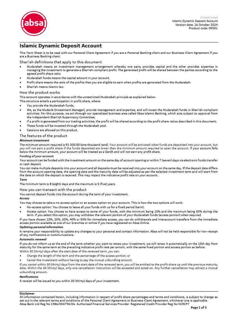 Islamic Dynamic Deposit Overview | PDF | Investing | Taxes