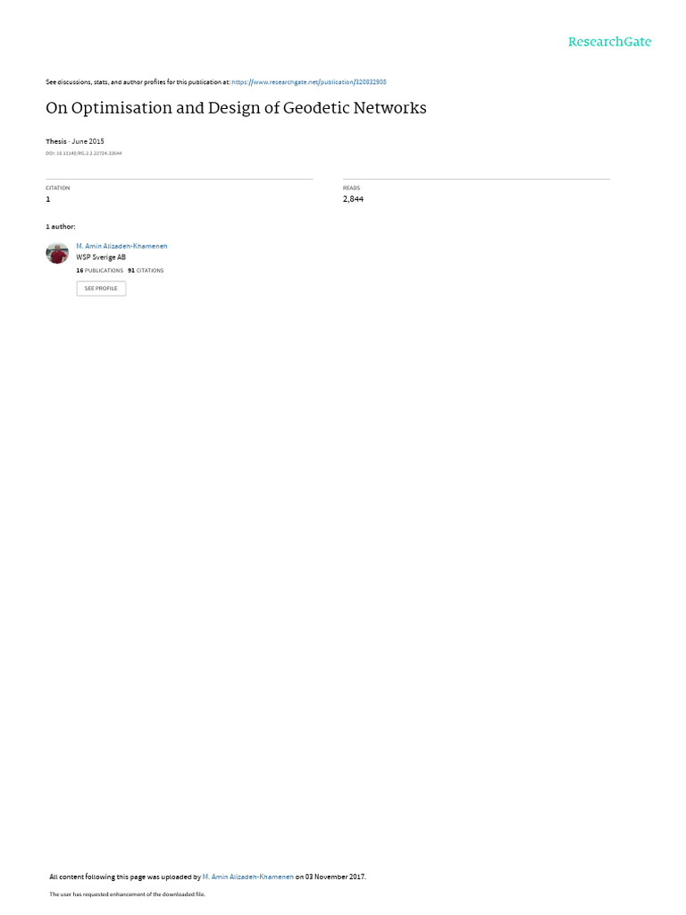 On Optimisationand Designof Geodetic Networks | PDF