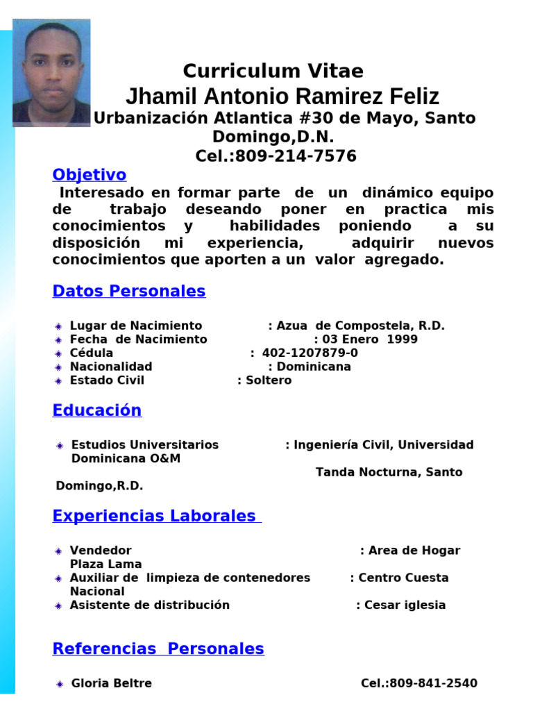 Currículum de Jhamil Ramirez | PDF