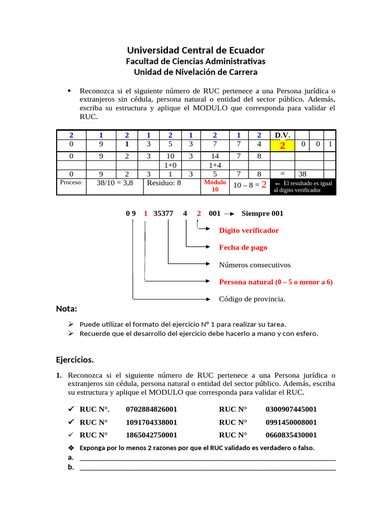 Validación de RUC en Ecuador | PDF
