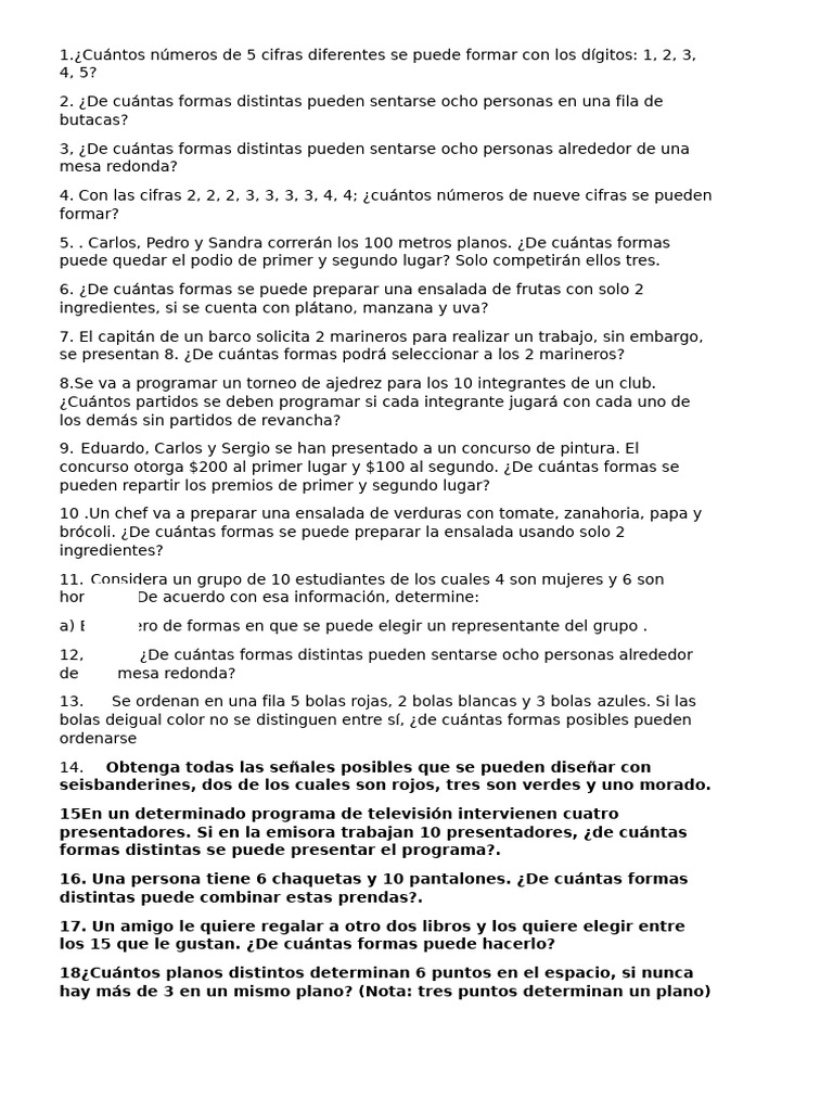 Permutacion y Combinaciones 1 Grado | PDF